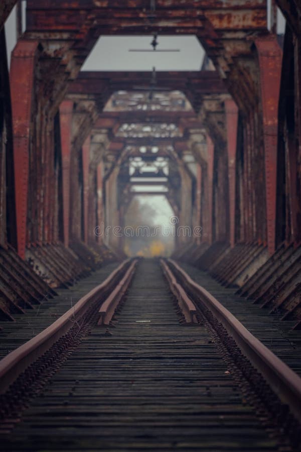 An Old, Closed Railway Bridge, a Metal Structure with Numerous Rust on ...