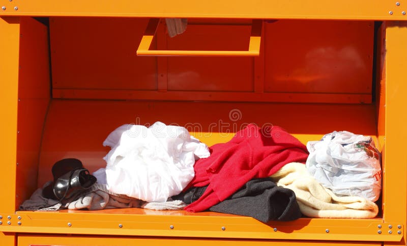 Old Clothes Collection, Container Stock Photo - Image of disposal ...