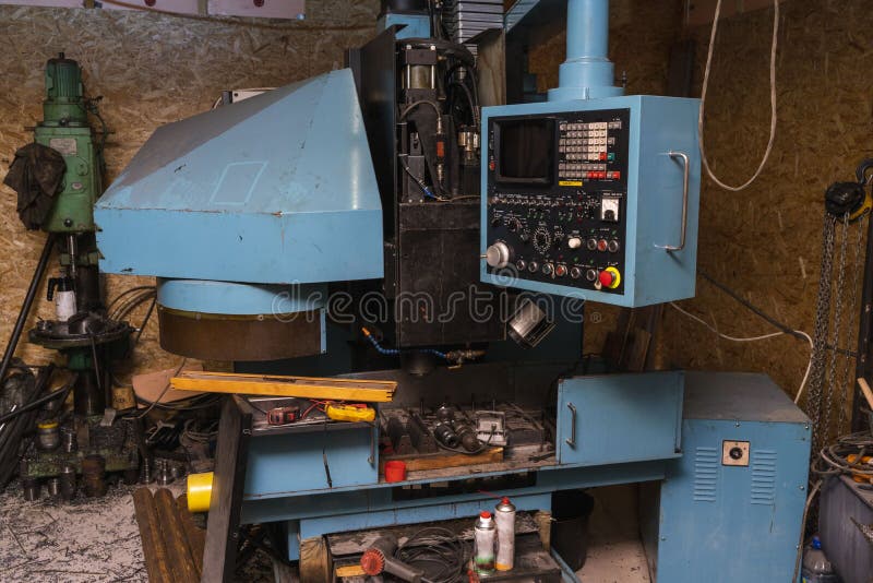 An Old CNC Machine, an Industrial Milling Tool in the Workshop Stock ...