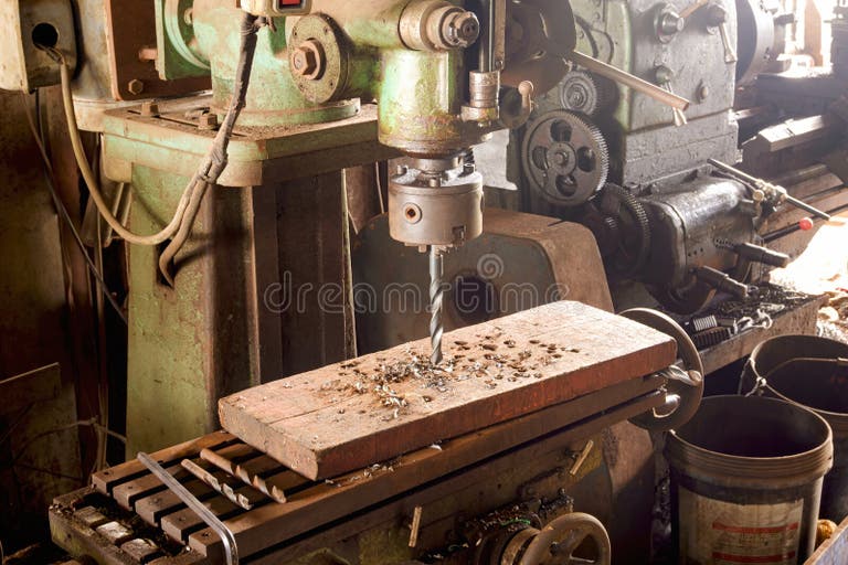 The Old CNC Milling Machine with Metal Work Tool Inside Mechanic ...