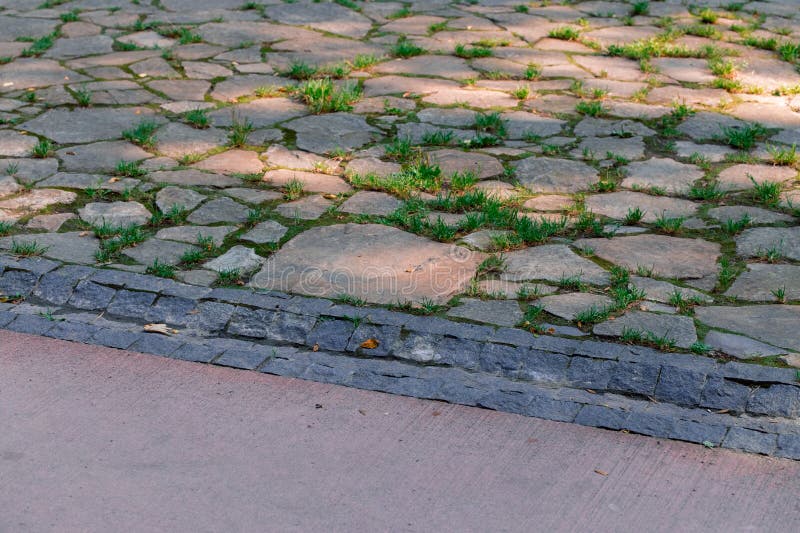 Old Cobble Stone Medieval Europe Town Ground Textured Background Stock ...