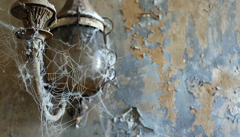 Old Cobweb on Lamp in Room, Closeup Stock Image - Image of abandoned ...