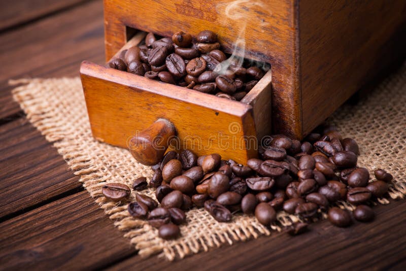 Old coffee mill stock photo. Image of background, caffeine - 31425230