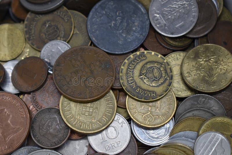 Coins Collection in Old Box Stock Image - Image of economy, banking ...