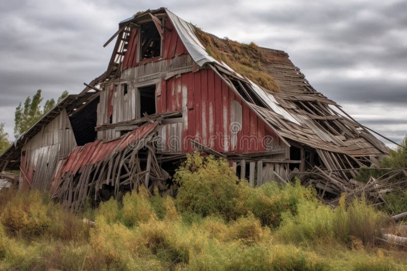Old Collapsed Barn before Restoration Process Stock Illustration ...