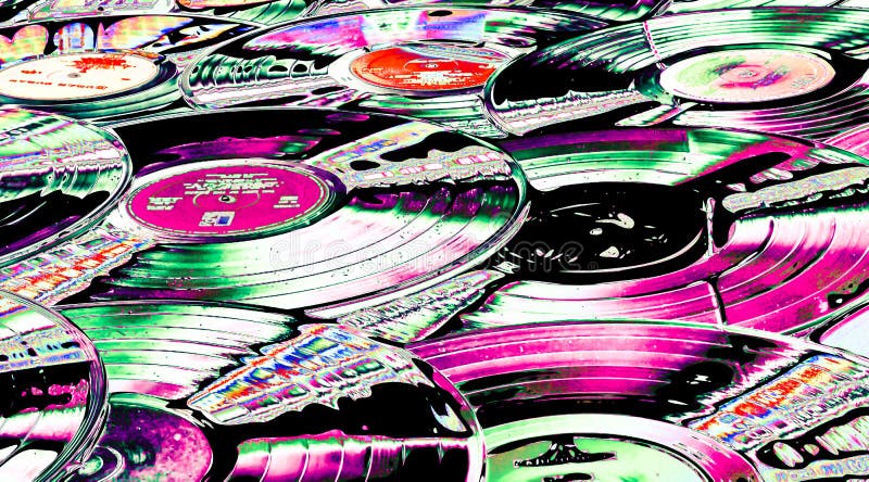 An Old Collection of Beautiful Vinyls Stock Illustration - Illustration ...
