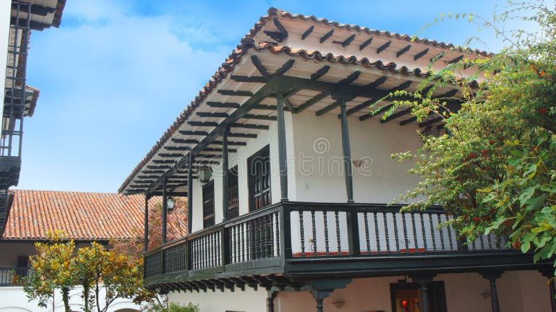 Old Colonial House with Blue Sky Background Stock Photo - Image of ...