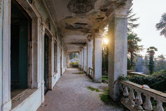 Old Colonnade in an Abandoned Mansion Stock Image - Image of ...