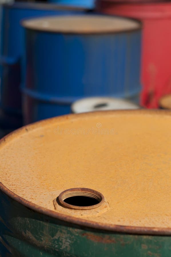 Old Colored Barrels for Oil Products Stock Photo - Image of barrel ...