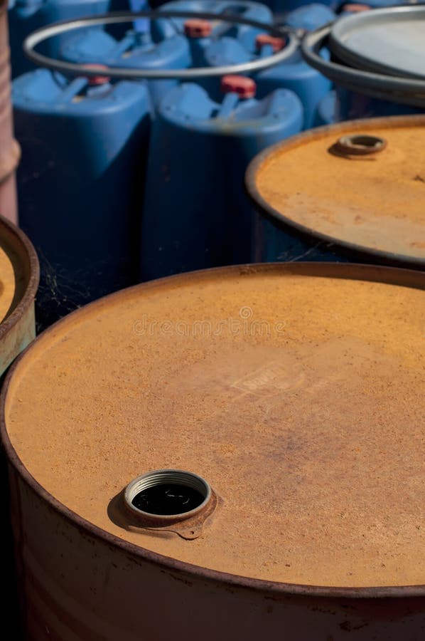 Old Colored Barrels for Oil Products Stock Photo - Image of barrel ...