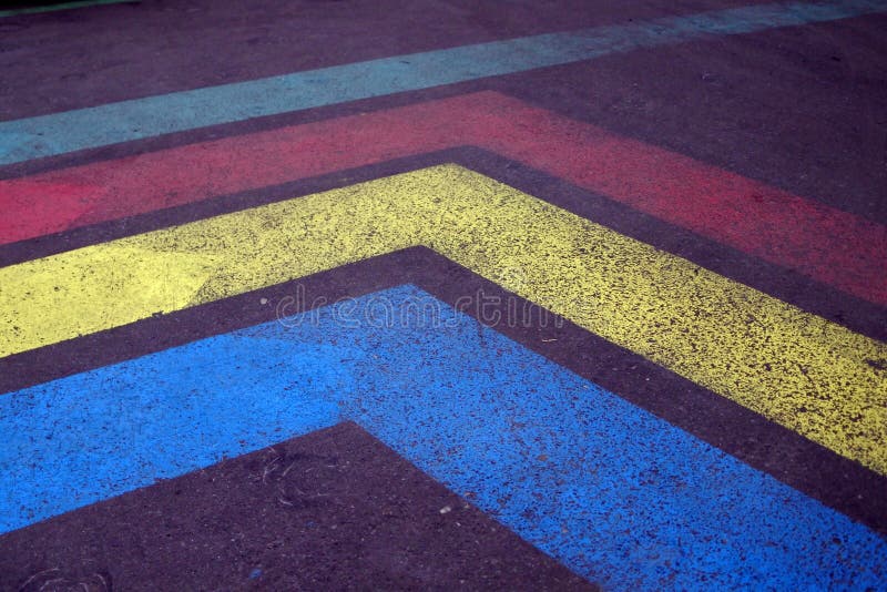 Old Colored Road Markings. Strips on Old Asphalt Stock Image - Image of ...