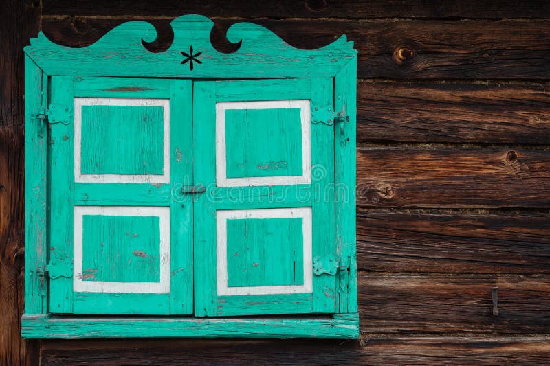 Old Colored Window with Shutter Stock Photo - Image of front, exterior ...