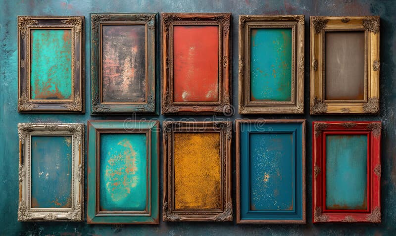 Old Colored Wooden Frames As a Background. Stock Photo - Image of wall ...
