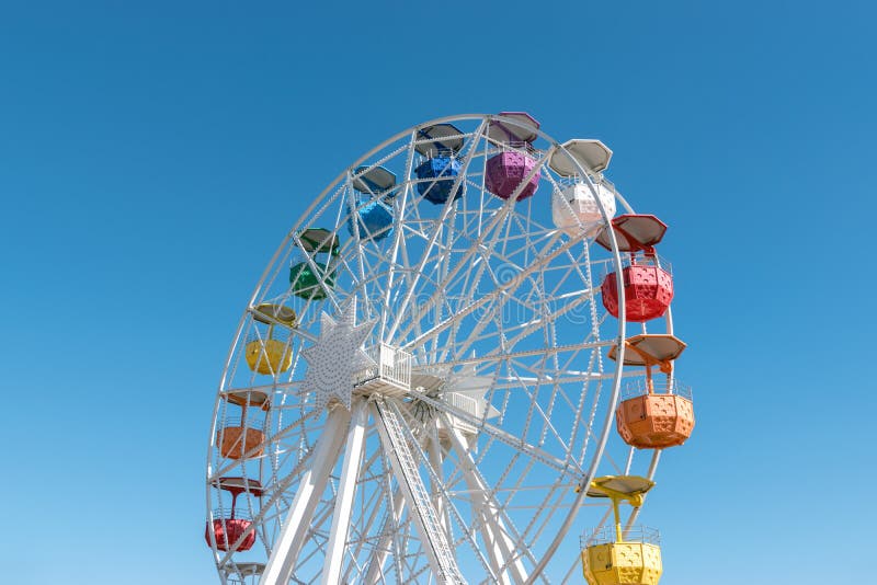 Old Colorful Ferris Wheel on Background of Blue Sky Stock Photo - Image ...