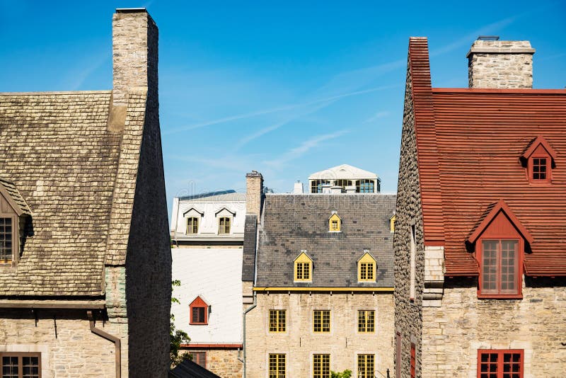 Old Coloured Buildings in Quebec City, Canada Stock Image - Image of ...