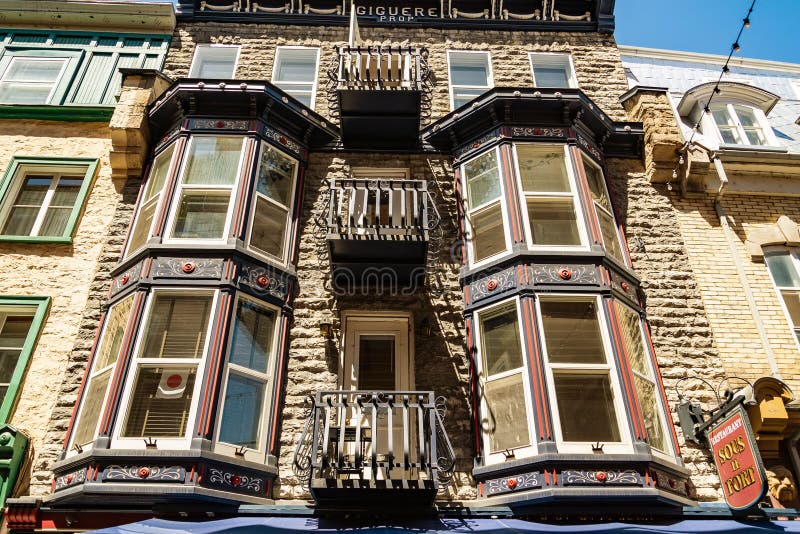 Old Coloured Buildings in Quebec City, Canada Editorial Photography ...