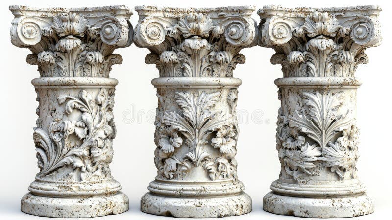 The Old Columns Stand Alone Against a White Backdrop. Stock ...