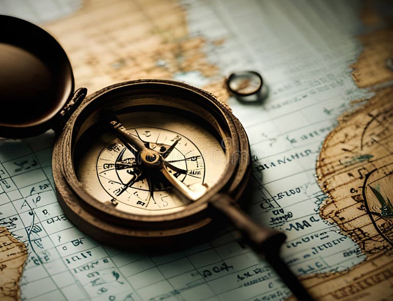 Old Comapss. an Old Compass and Map, Time of Exploration and Adventure ...