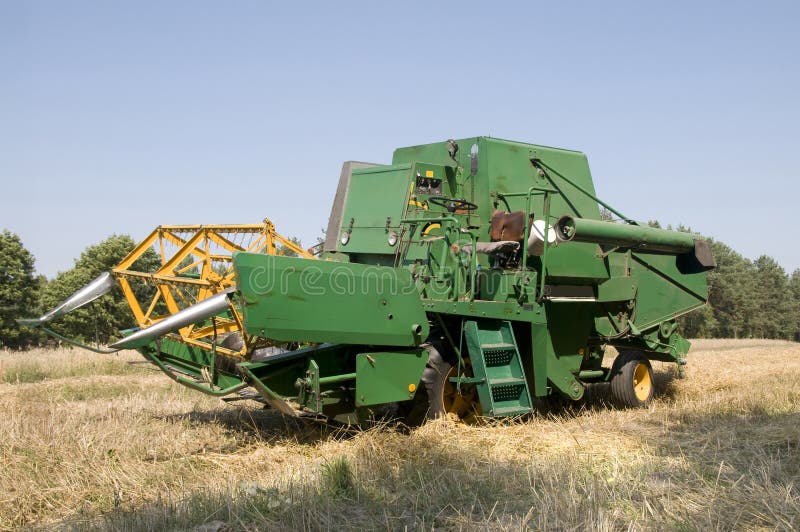 Old combine harvester stock photo. Image of cereal, equipment - 57759304