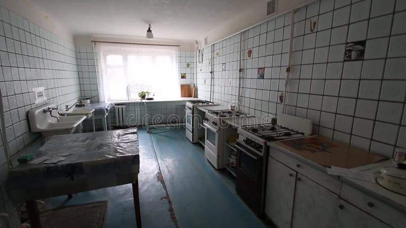 Old Communal Kitchen in a Tile the Soviet Era of the Times of the USSR ...