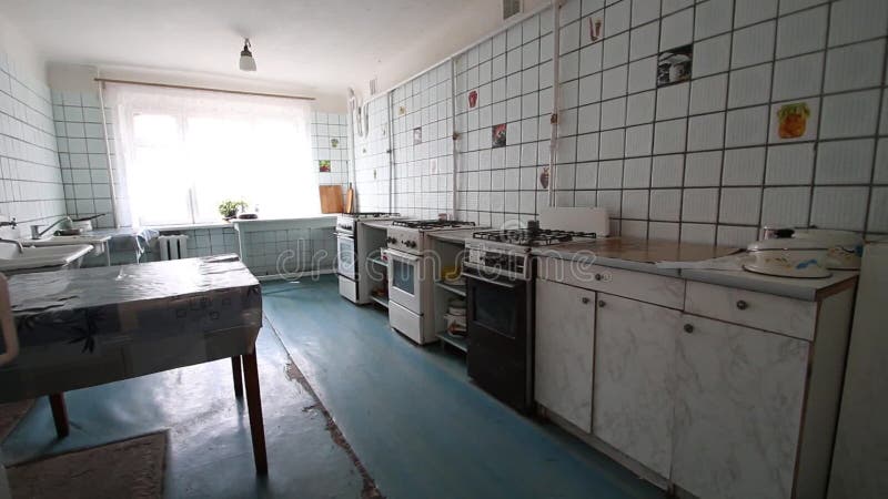 Old Communal Kitchen in a Tile the Soviet Era of the Times of the USSR ...