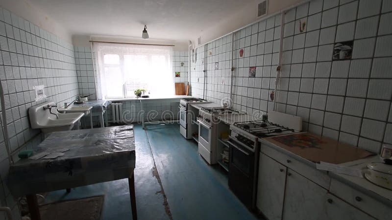 Old Communal Kitchen in a Tile the Soviet Era of the Times of the USSR ...