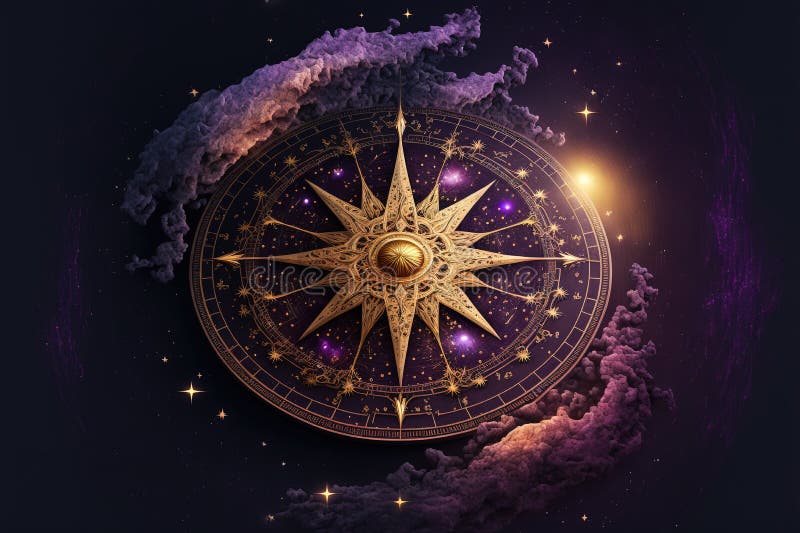 Old Compass on Abstract Space Background. Ancient Astronomical Device ...