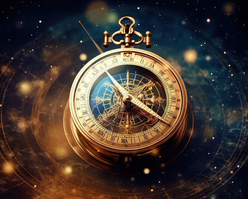 Old Compass on Abstract Space Background. Stock Illustration ...