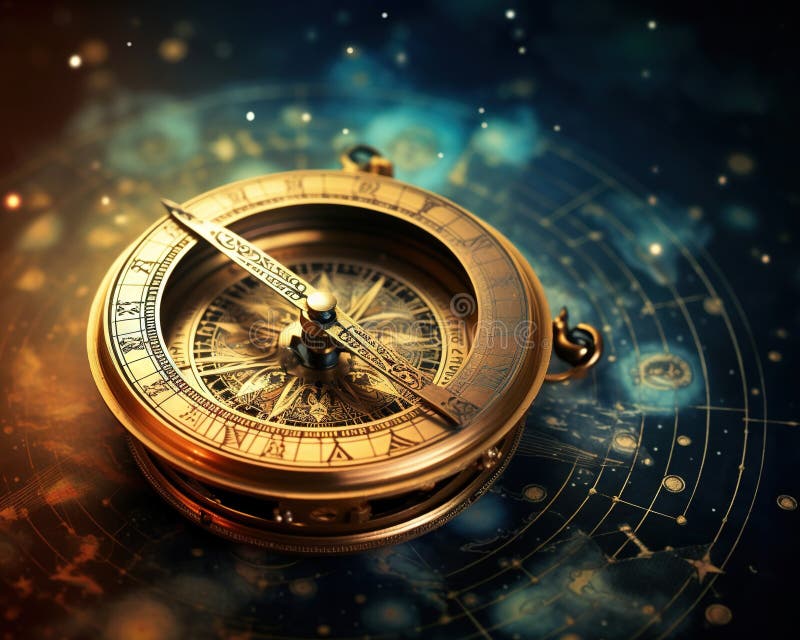 Old Compass on Abstract Space Background. Stock Illustration ...