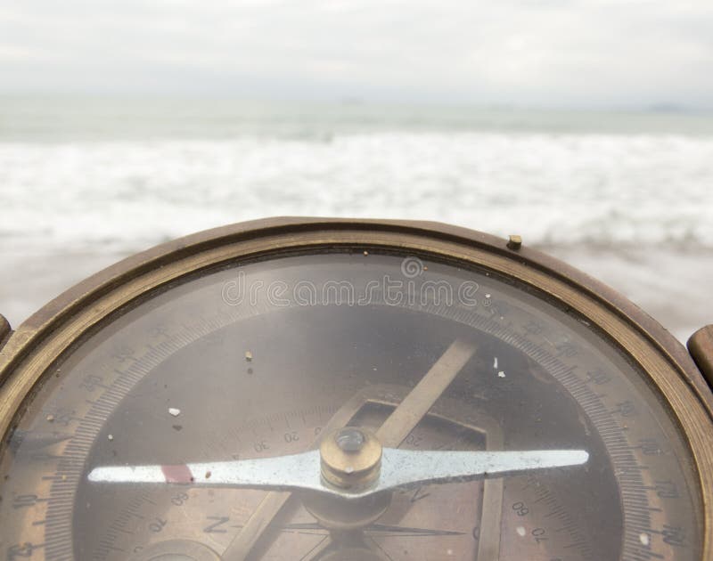 Old Compass on the Background of the Sea Stock Photo - Image of scope ...