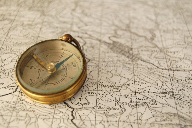Old compass and map .. stock photo. Image of ship, survey - 664862
