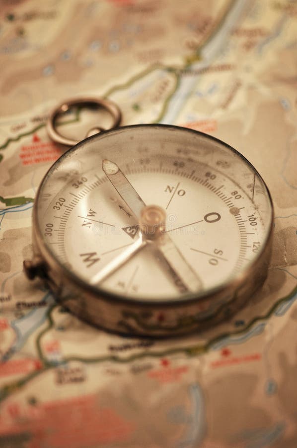 Old compass on map stock photo. Image of revival, navigation - 31059952