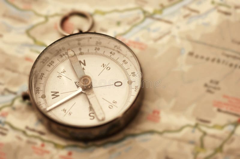 Old compass on map stock photo. Image of objectsequipment - 31059960