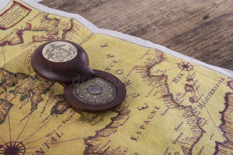 Old compass and map stock photo. Image of direction, compass - 55661700
