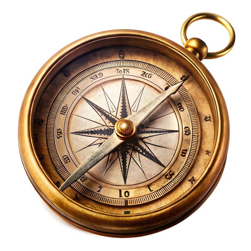 Old Compass Object Isolated on White Background Stock Illustration ...
