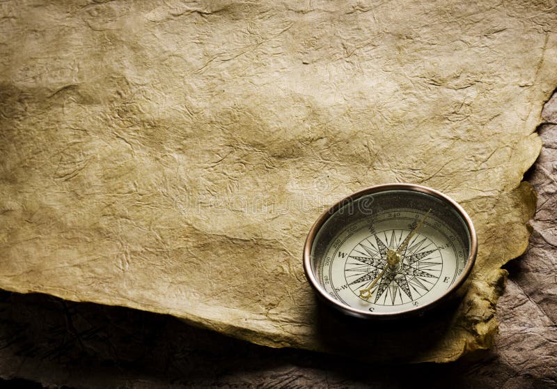 Old Compass and paper stock image. Image of yellow, tool - 5235973