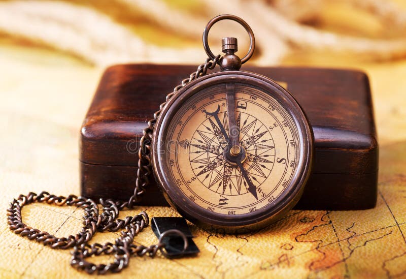Old style brass compass stock image. Image of magnify - 1679299