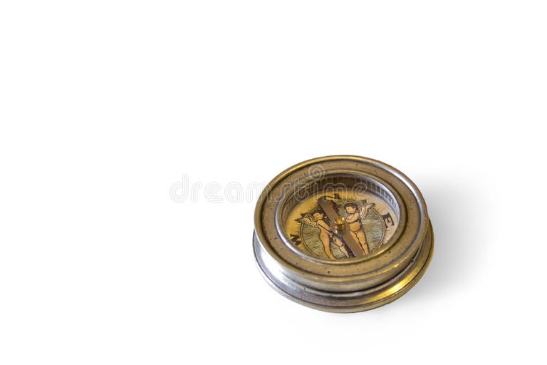 Old Compass with Shadow on a White Background Stock Image - Image of ...