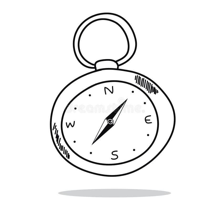 Old Compass Vector Cartoon Style Hand Drawn Stock Vector - Illustration ...
