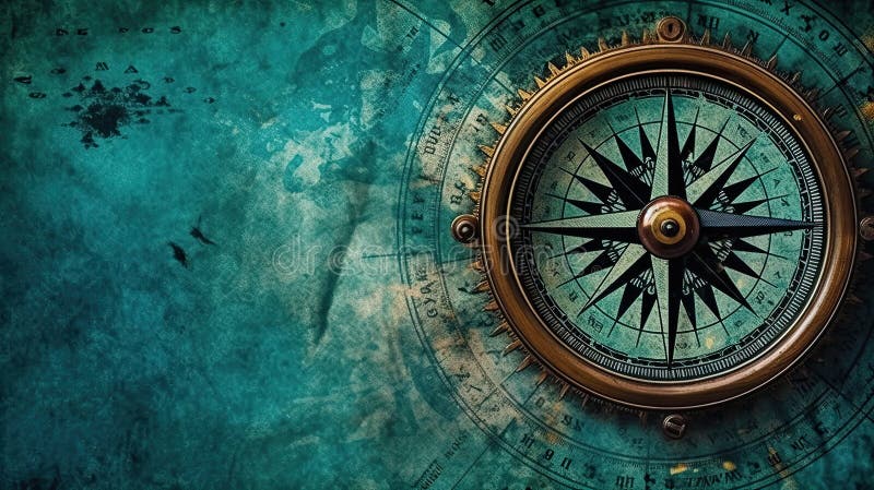 Old Compass on Vintage Map. Retro Stale Stock Illustration ...