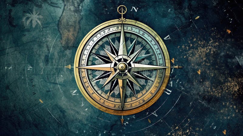 Old Compass on Vintage Map. Retro Stale Stock Photo - Image of choosing ...