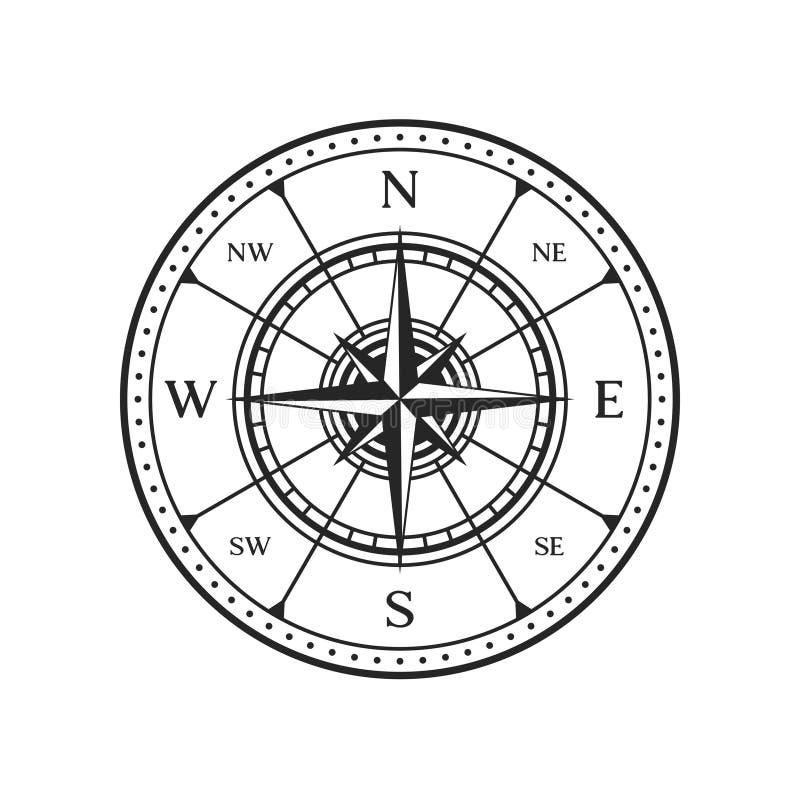 Old Compass Vintage Map Wind Rose Navigation Sign Stock Vector Illustration Of West East