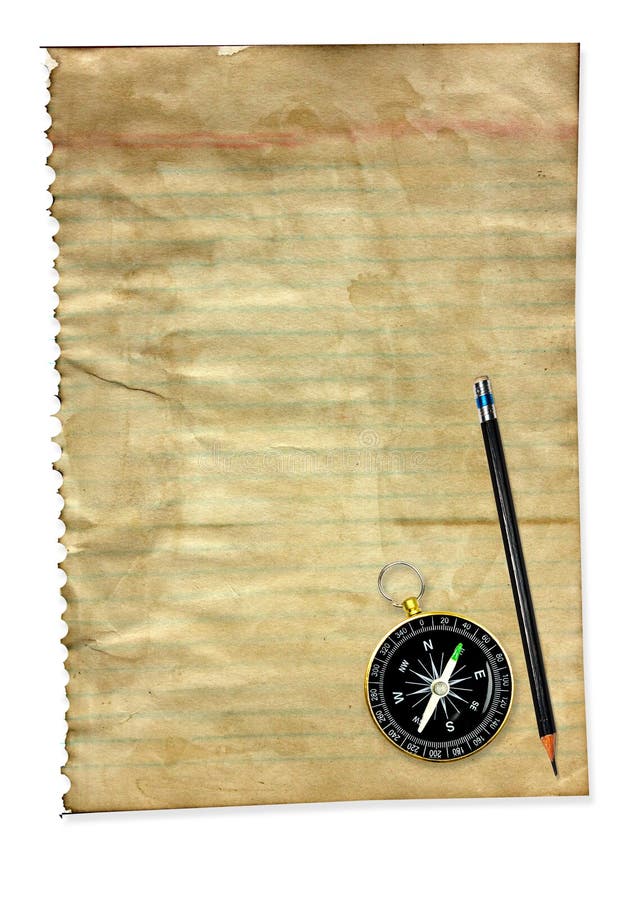 Compass on blank old paper stock photo. Image of document - 9805678