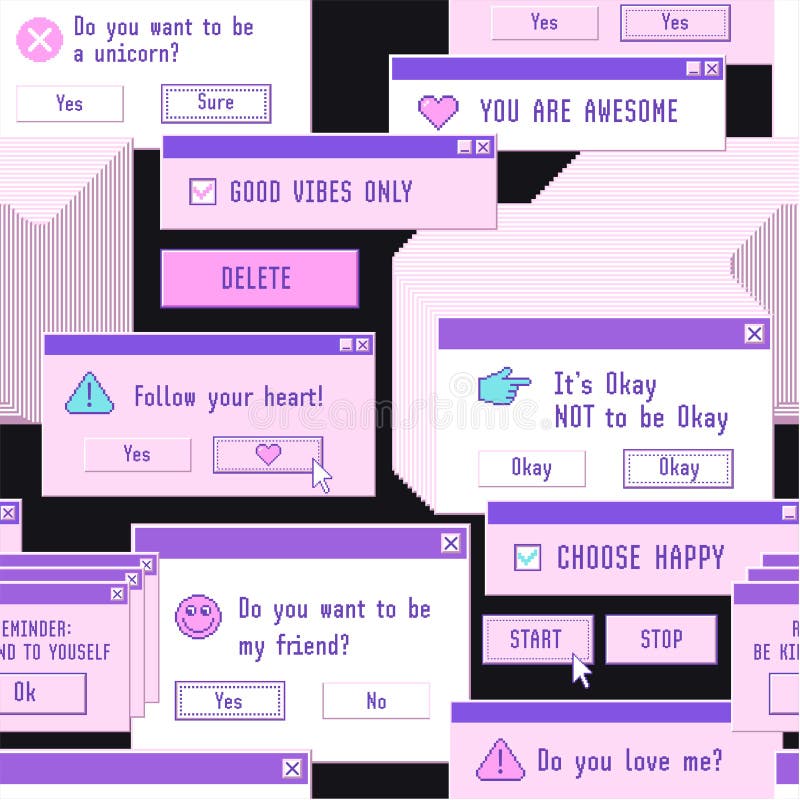 Old Computer Aestethic 1980s -1990s. Seamless Pattern with Retro Pc ...