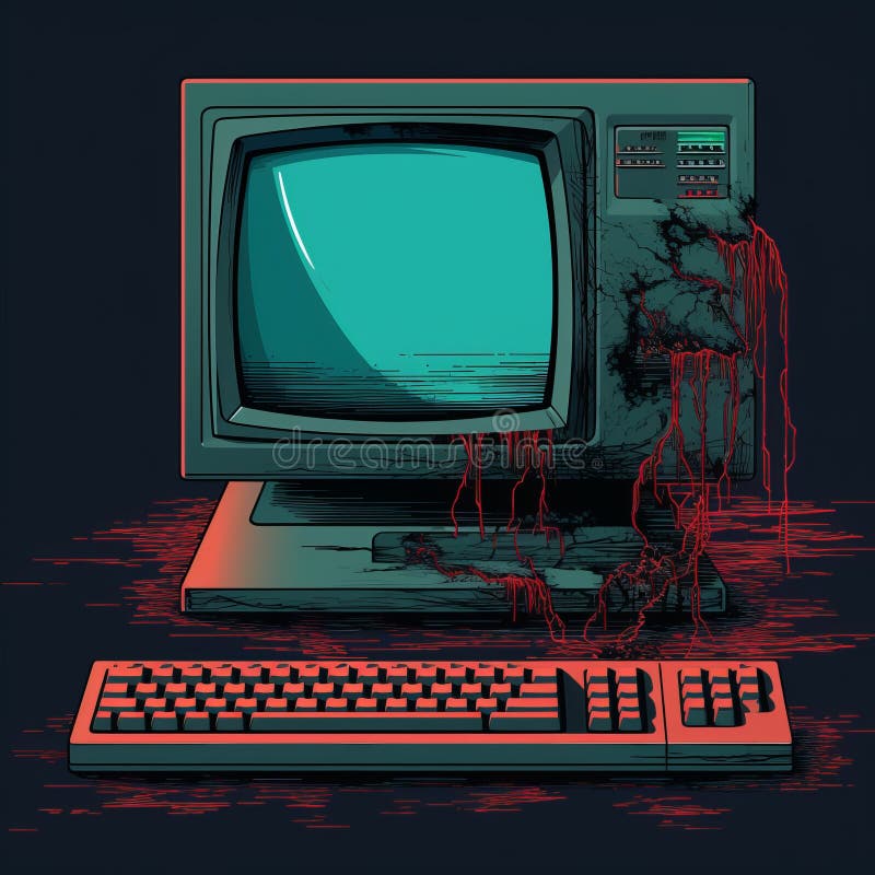 An Old Computer with Blood Splattered on it Stock Photo - Image of ...