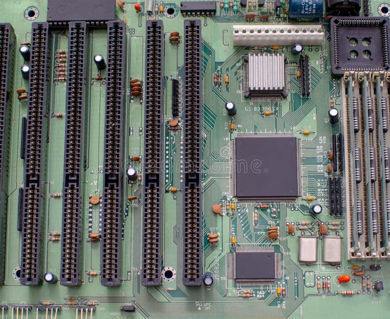 Old Computer Board with Soldered Elements Stock Photo - Image of ...