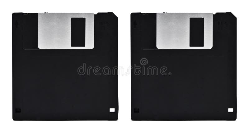 Old Computer and Data Storage Technology, Two Black Magnetic Floppy ...