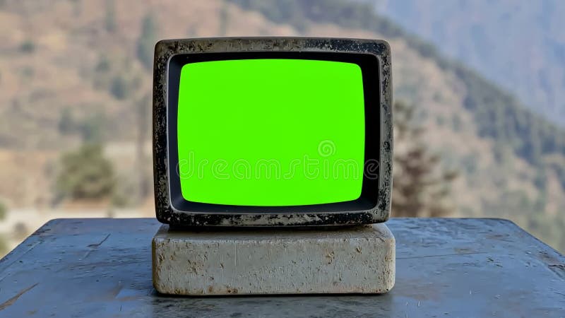 Old Computer Showing Green Screen Outdoors Stock Video - Video of ...