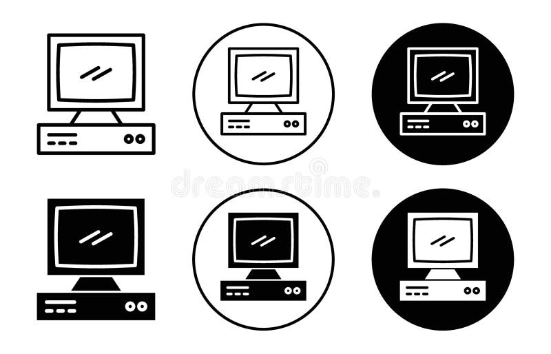 Old Computer Icon Outline Flat Icon Stock Illustration - Illustration ...