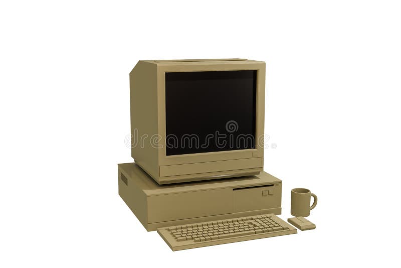 Old-fashioned Personal Computer in Retro 80s Style. Blue Laptop. 3d ...